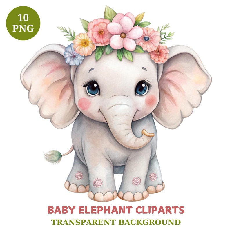 Watercolor Elephant - Etsy