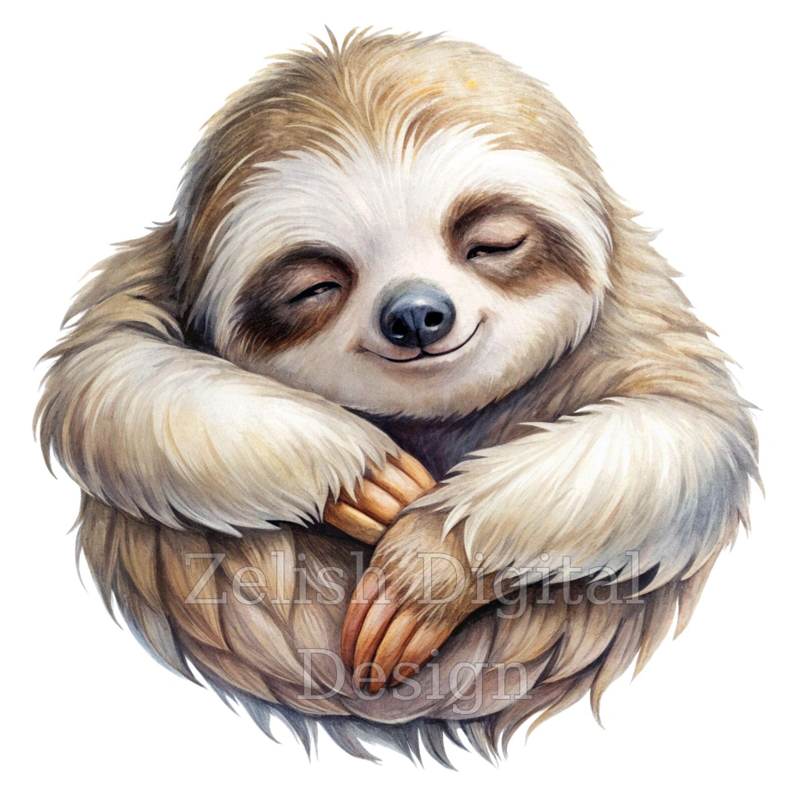 Cute Sloth Clipart Bundle, 10 High Quality Jpg, Watercolor Sloth ...