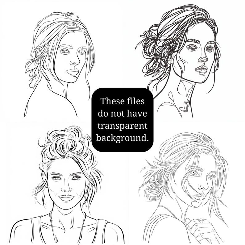 16 Woman Face Clipart, Face Line Art Clipart, High Quality Png, Digital ...