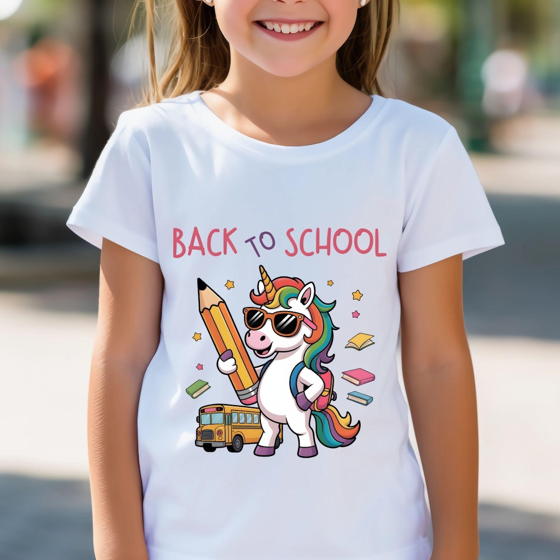 Back to School Unicorn Clipart: Rainbow Pencil Design, PNG JPG Digital ...