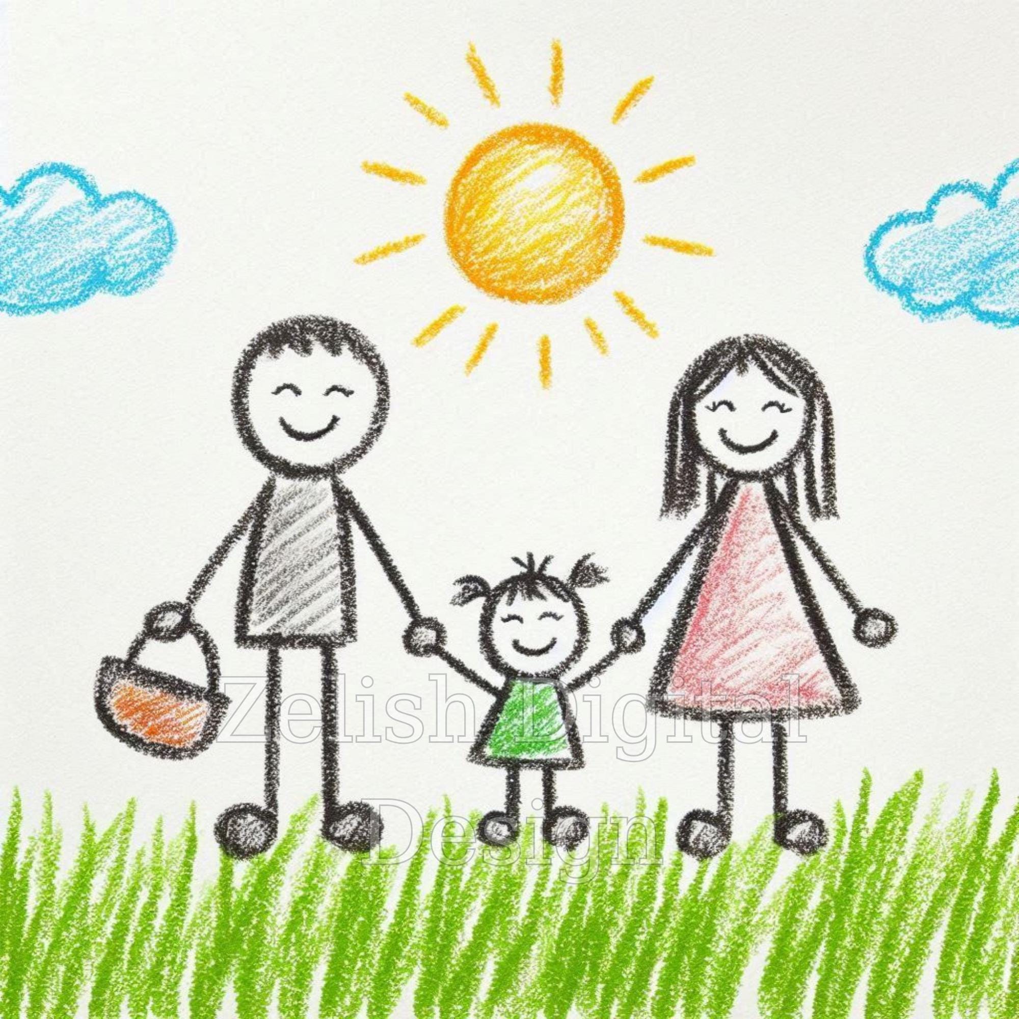 Happy Family Clipart Bundle: Pastel Crayon Style (digital Download) - Etsy