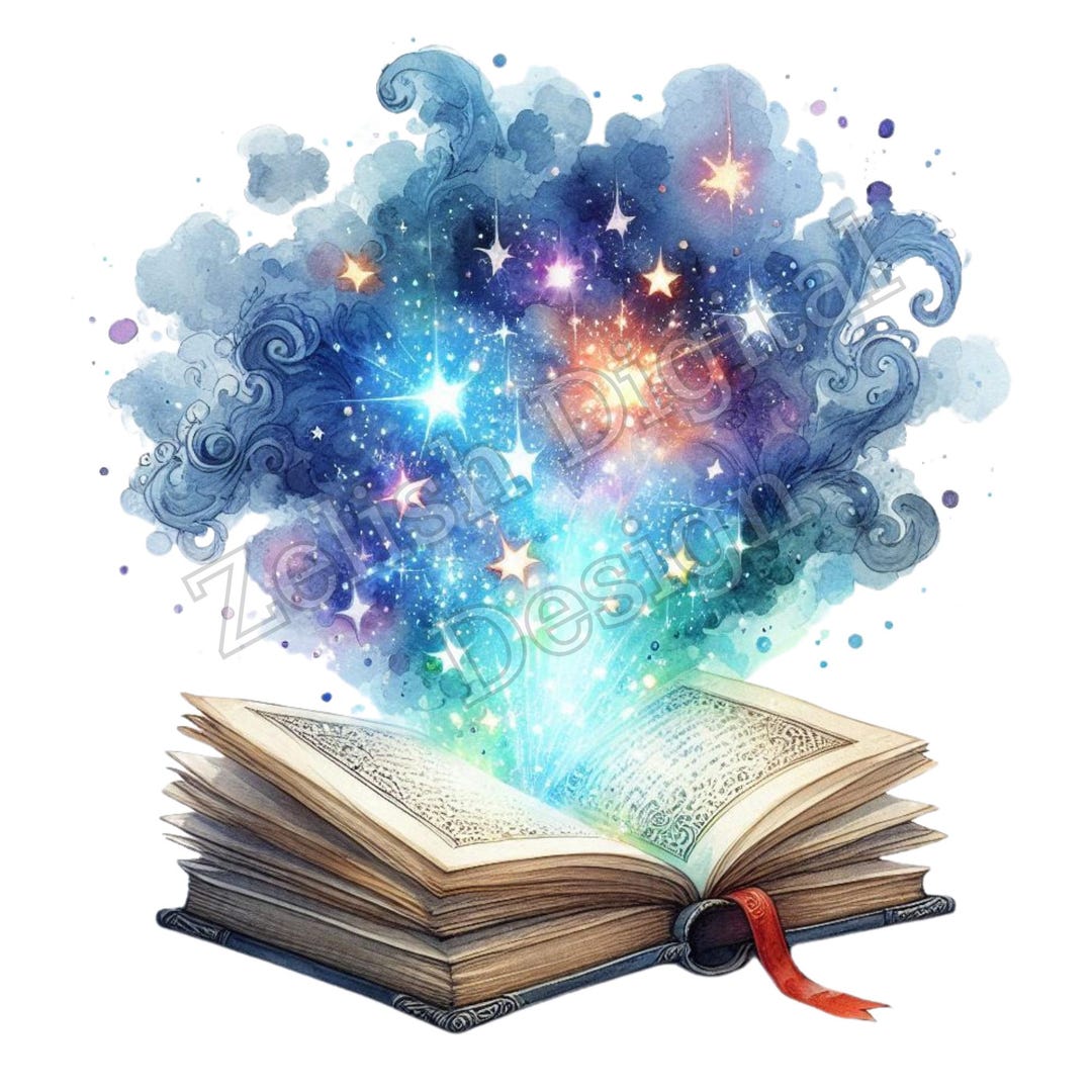 Magic Book Clipart Bundle, Fantasy Book Clipart, Printable Watercolor ...