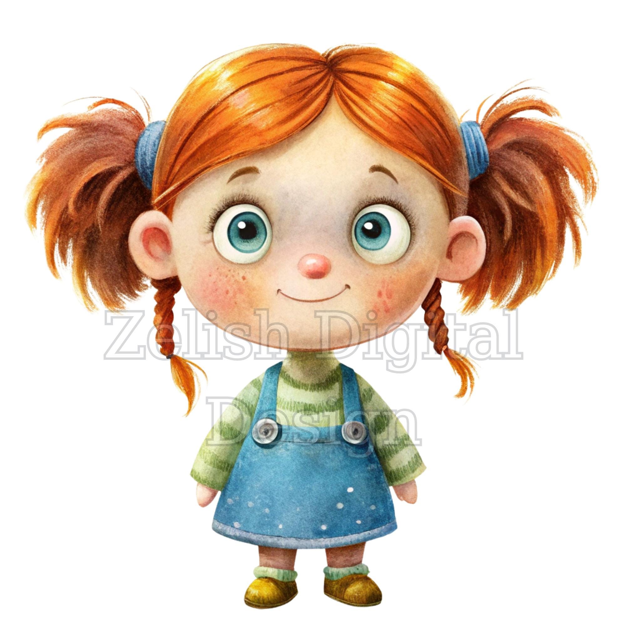 Quirky Little Girl Clipart Bundle, 10 Transparent Background Png ...