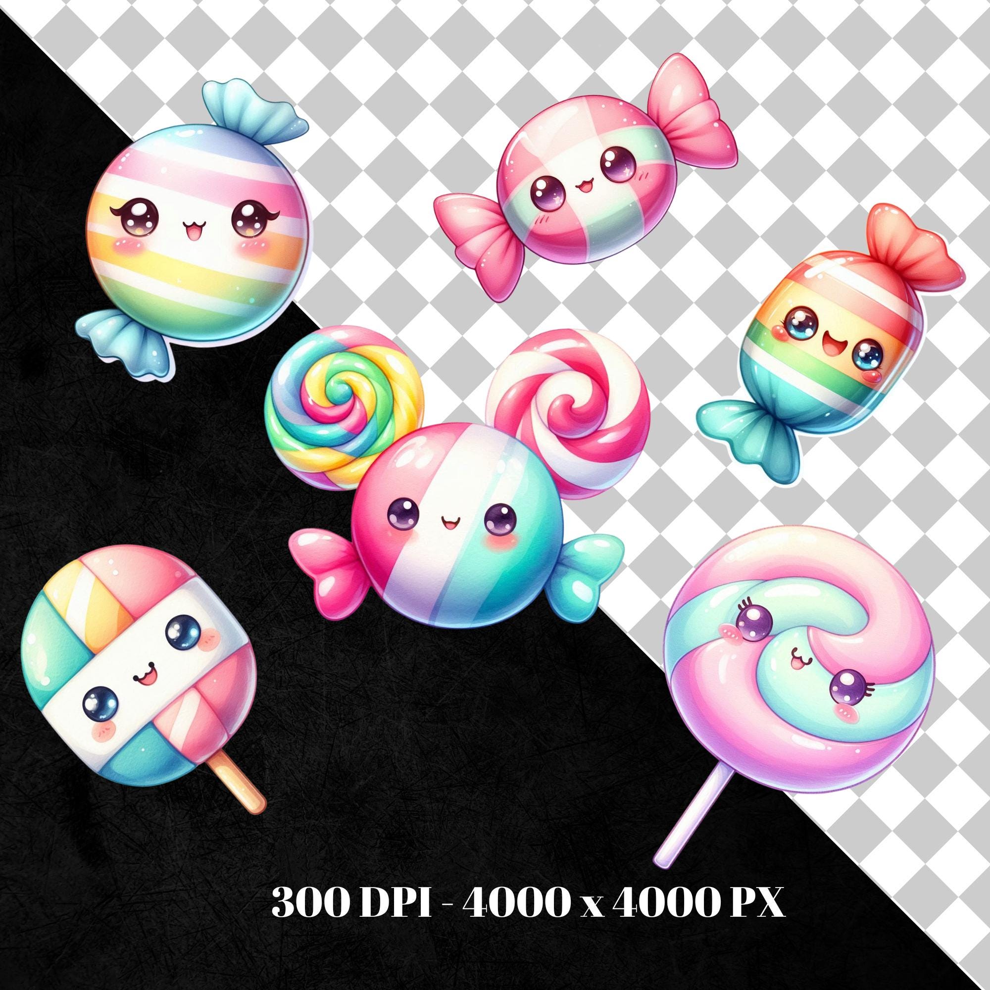 76 Watercolor Kawaii Sweets Clipart Bundle, Soft Colors Macarons ...