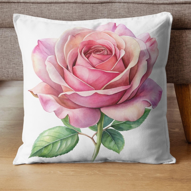 Watercolor Pink Rose Clipart Bundle: Transparent PNG Images, Digital ...