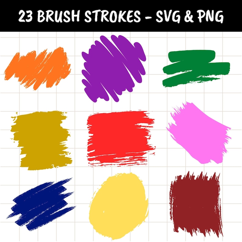 Paint Brush Stroke Bundle, 23 SVG & PNG, Splatter Background, Digital ...