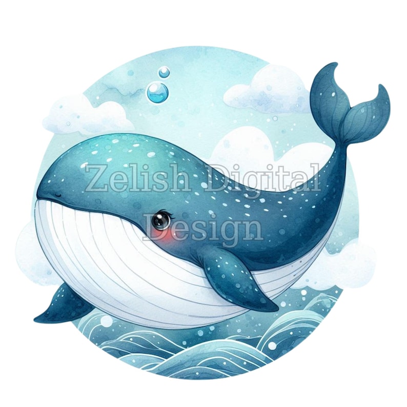 Watercolor Whale Clipart Bundle, Ocean Animals (digital Download) - Etsy