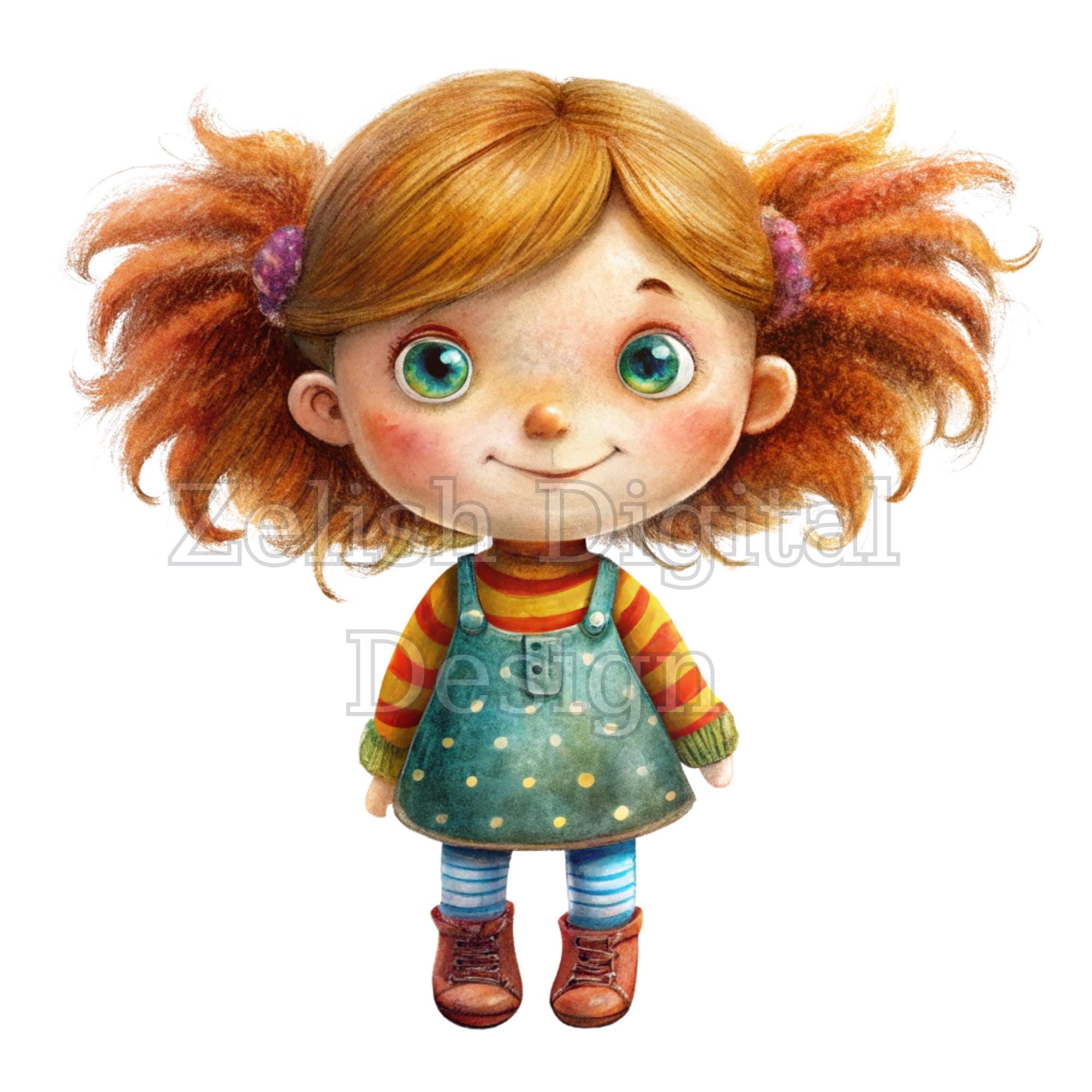 Quirky Little Girl Clipart Bundle, 10 Transparent Background Png ...