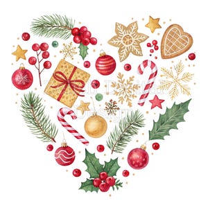 Christmas Hearts Clipart Bundle: Transparent Pngs for Festive Crafts ...