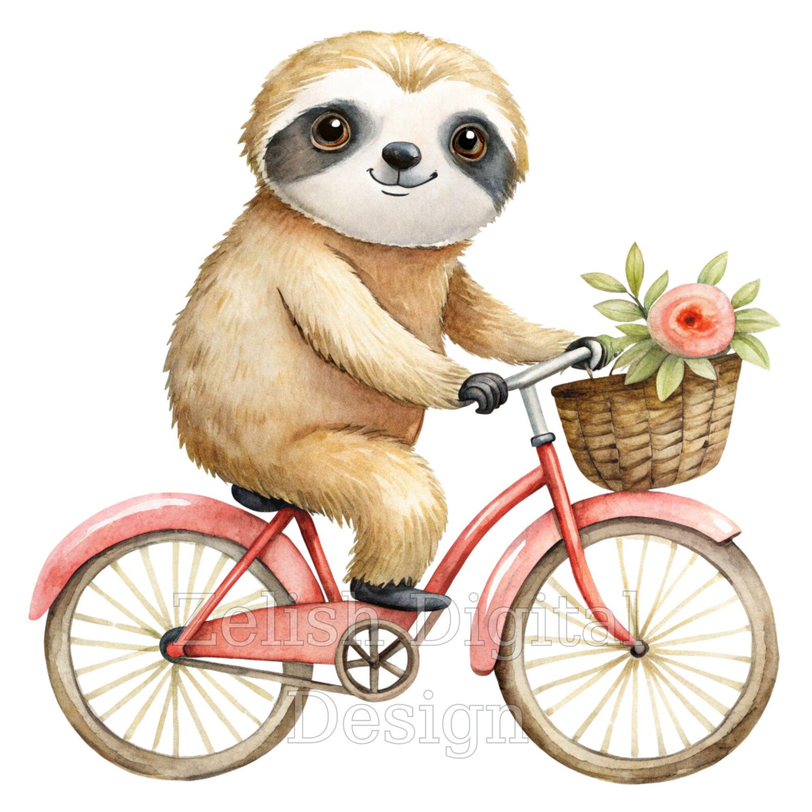 Cute Sloth Clipart Bundle, 10 High Quality Jpg, Watercolor Sloth ...