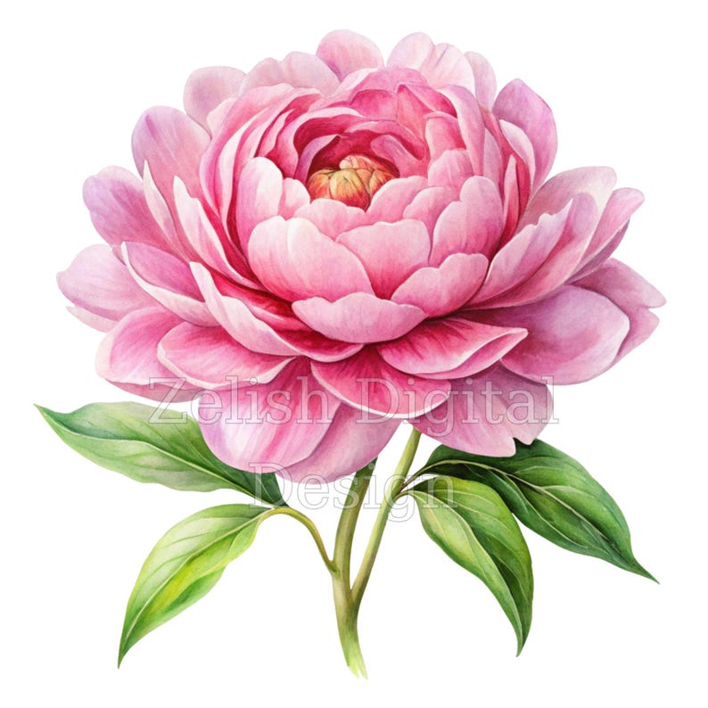 Watercolor Pink Peony Clipart Bundle: Floral Illustrations (digital ...