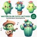 Watercolor Kawaii Cactus Clipart Bundle: Nursery Decor (digital ...