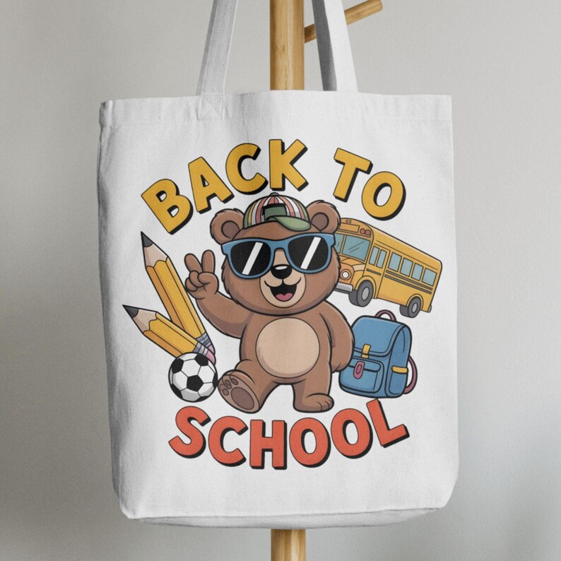 Back to School Bear Clipart: Cartoon School Design (PNG, JPG Instant ...