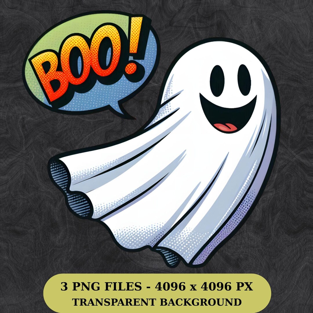 Cartoon Ghost Cliparts, 3 Transparent Background PNG, Halloween Digital ...