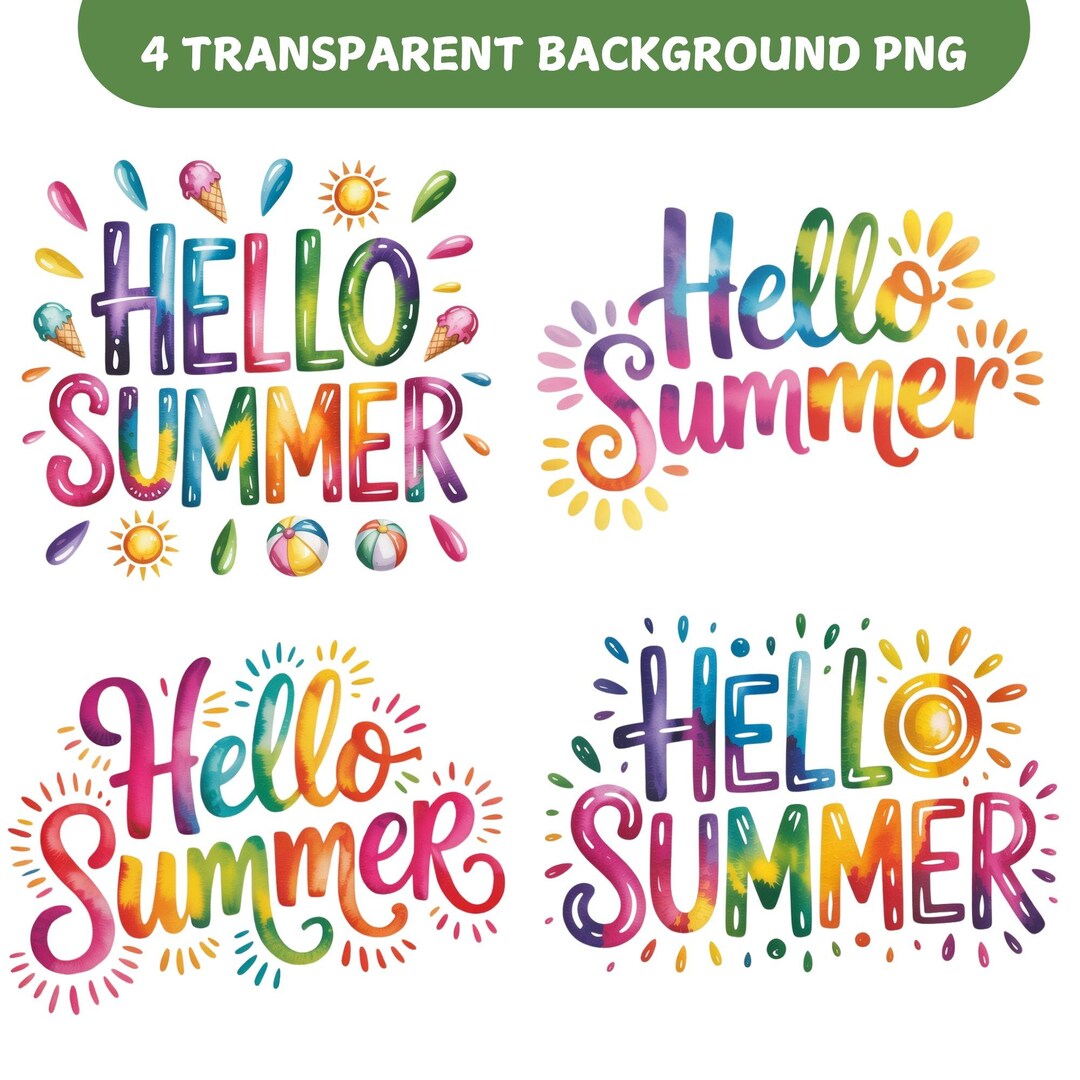 Watercolor Summer Clipart Bundle: Transparent PNG Graphics (digital ...