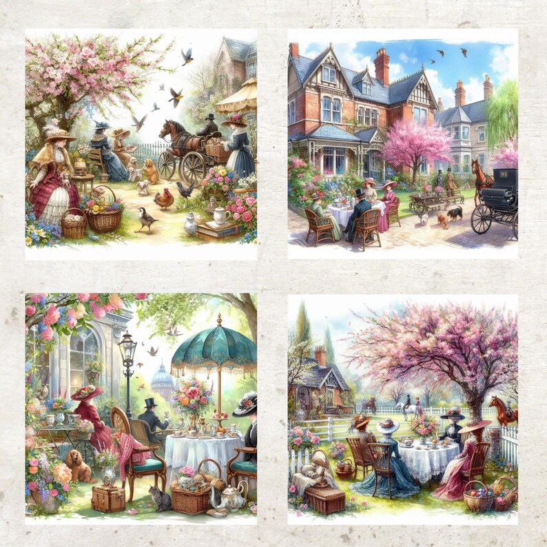 Watercolor Victorian Spring Clipart Bundle, 16 High-quality Png ...