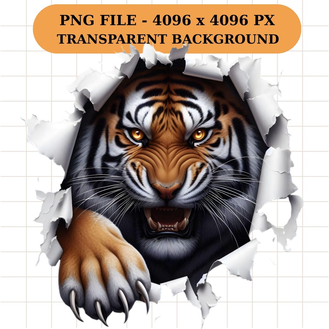 3D Tiger Scratch PNG: Ferocious Claw Rip - Sublimation Design, Digital ...