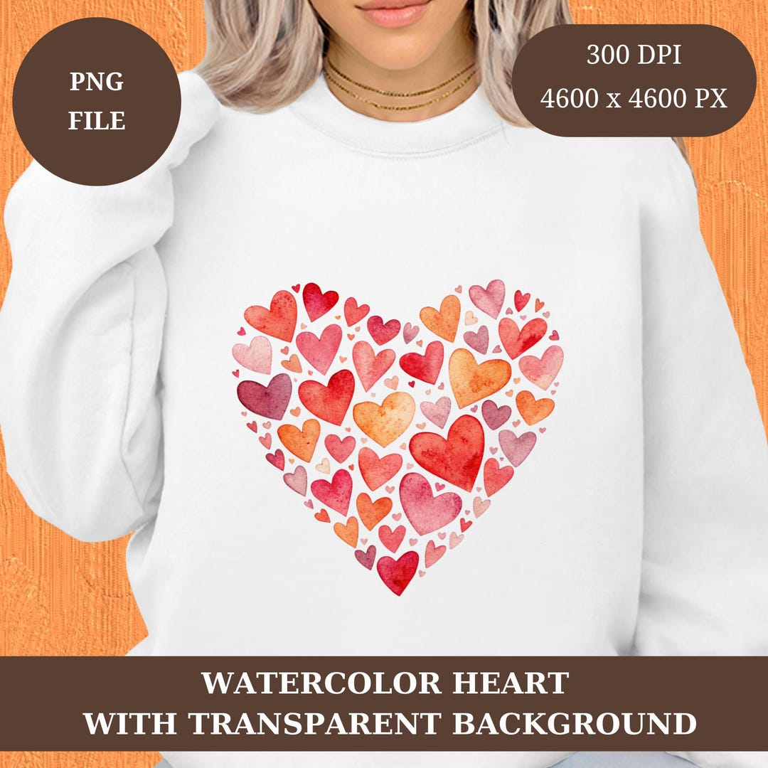 Watercolor Heart Clipart: Valentine's Day PNG (digital Download) - Etsy