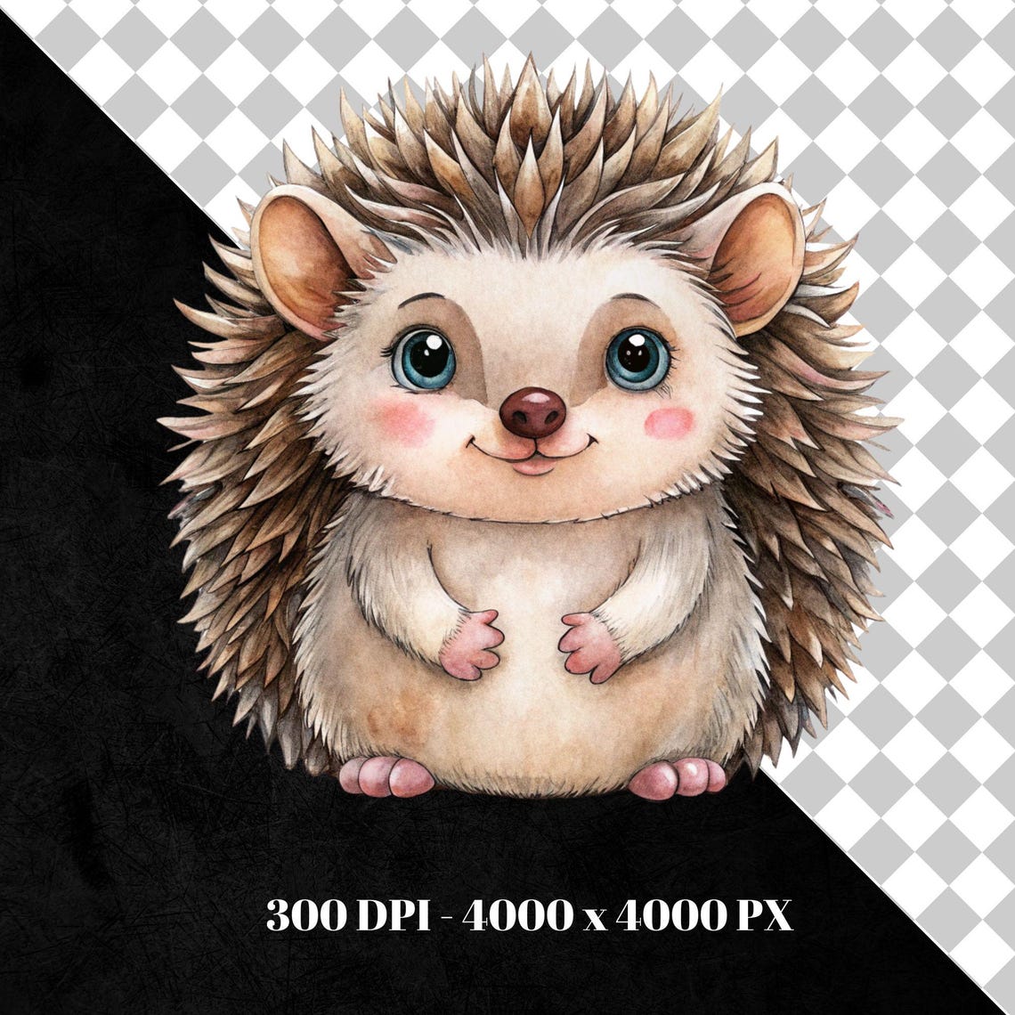 Watercolor Hedgehog Clipart Bundle, Transparent PNG, Animal ...