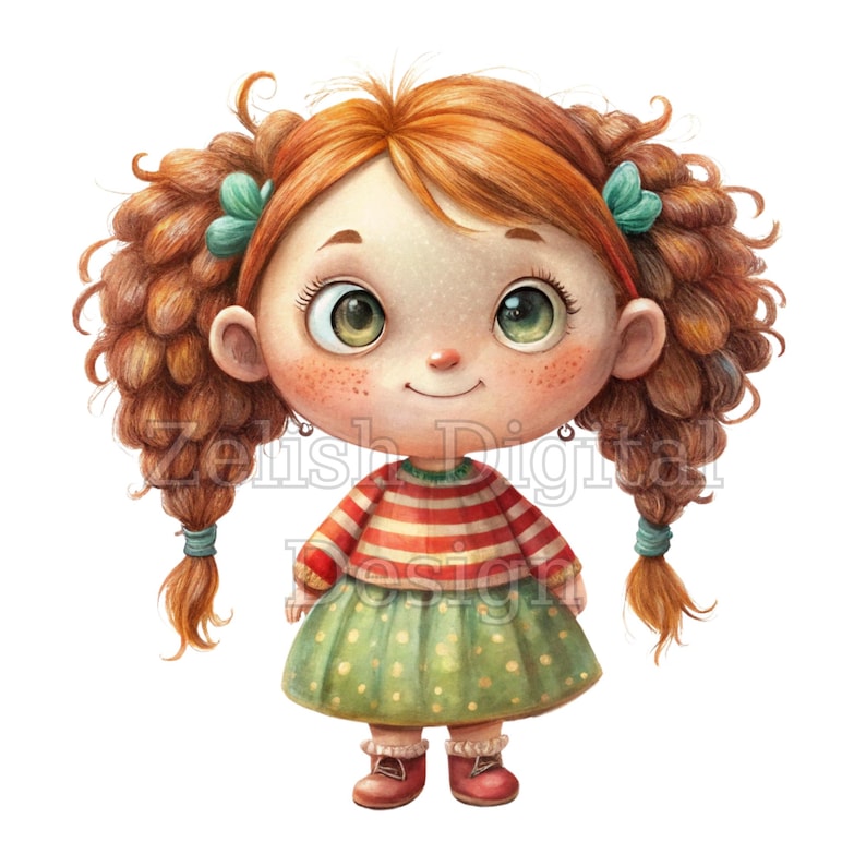 Quirky Little Girl Clipart Bundle, 10 Transparent Background Png ...