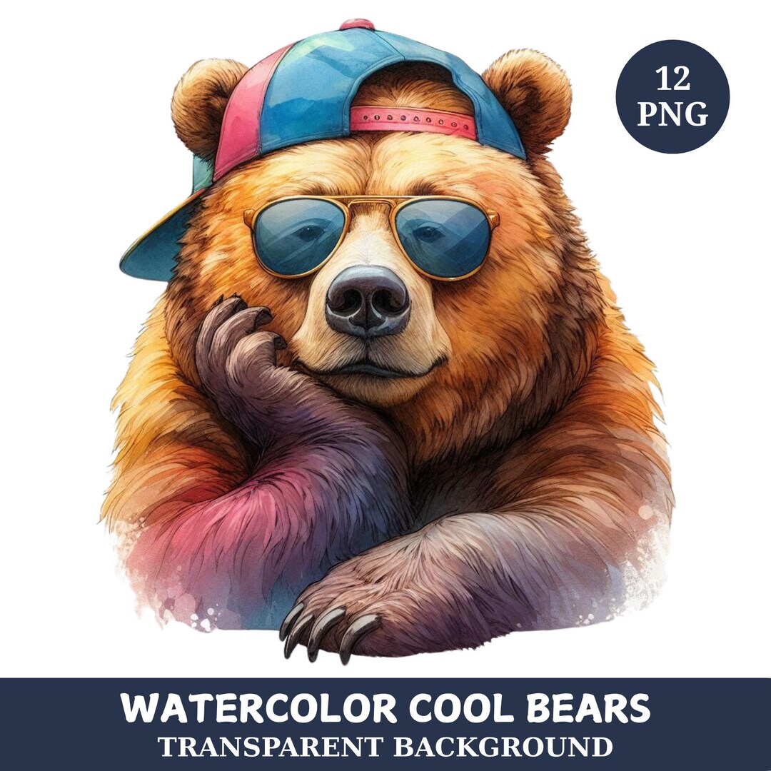 Watercolor Bear Clipart Bundle, PNG Illustrations (digital Download) - Etsy