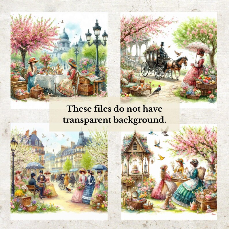 Watercolor Victorian Spring Clipart Bundle, 16 High-quality Png ...