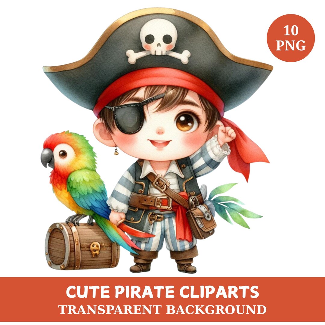 10 Watercolor Boy Pirate Clipart Bundle, Cute Pirates, Printable ...