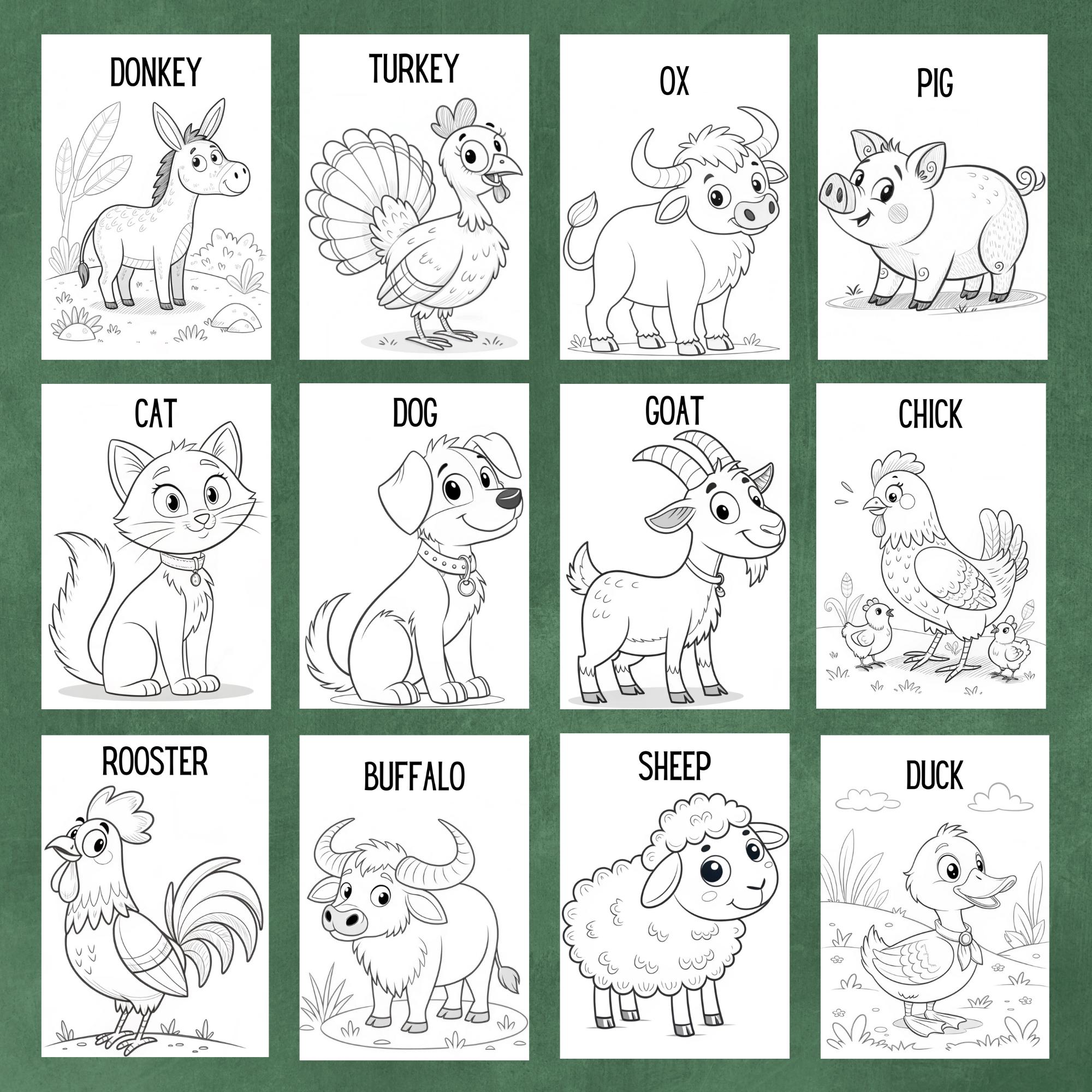 20 Farm Animals Coloring Pages for Kids Animal Coloring Farm Coloring ...