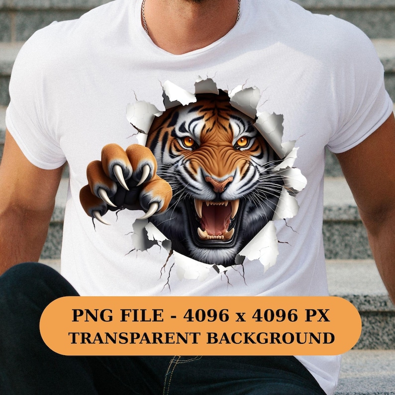 3D Tiger Scratch PNG: T-shirt Sublimation Clipart (digital Download ...