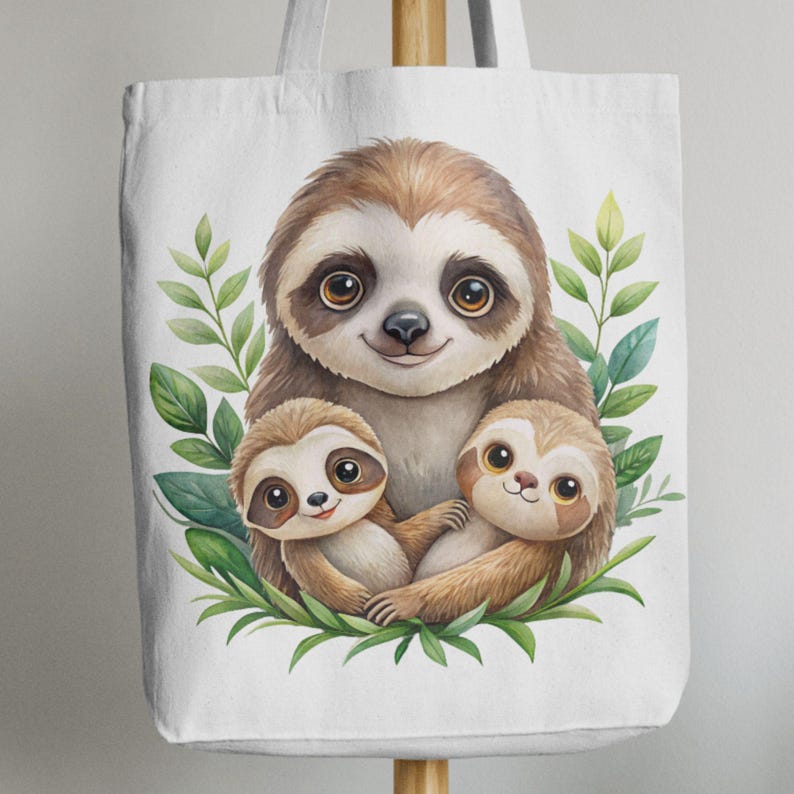 Watercolor Sloth Clipart Bundle, 10 Transparent PNG, Printable Animals ...