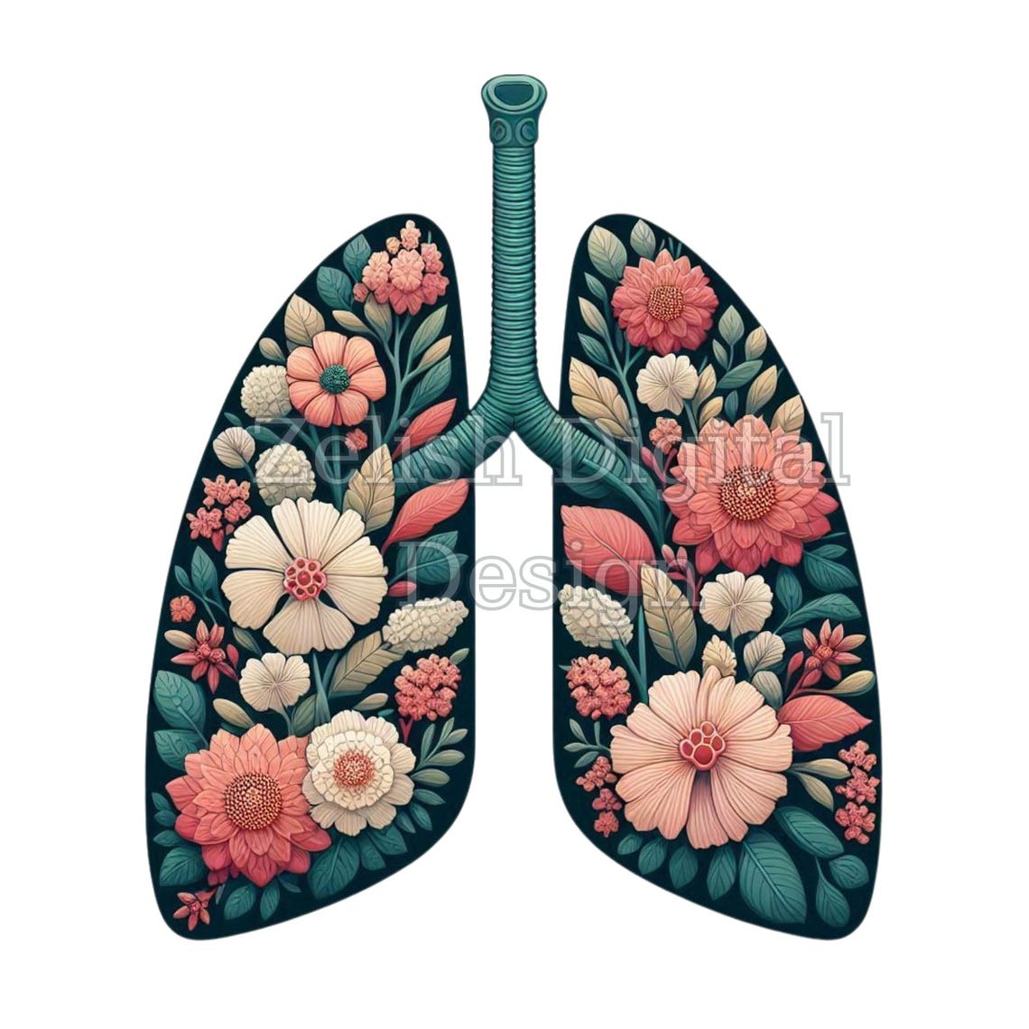 Floral Lung Clipart Bundle: 10 PNG Designs (digital Paper Craft) - Etsy