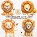 Watercolor Lion Clipart Bundle, Safari Nursery Decor (15 PNG) - Etsy