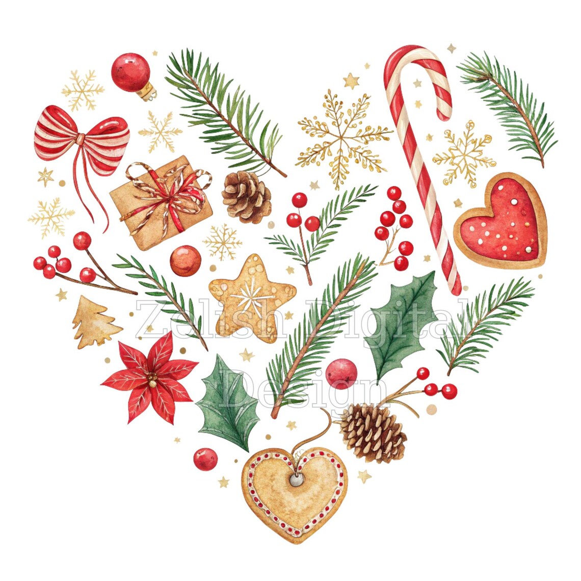 Christmas Hearts Clipart Bundle: Transparent Pngs for Festive Crafts ...