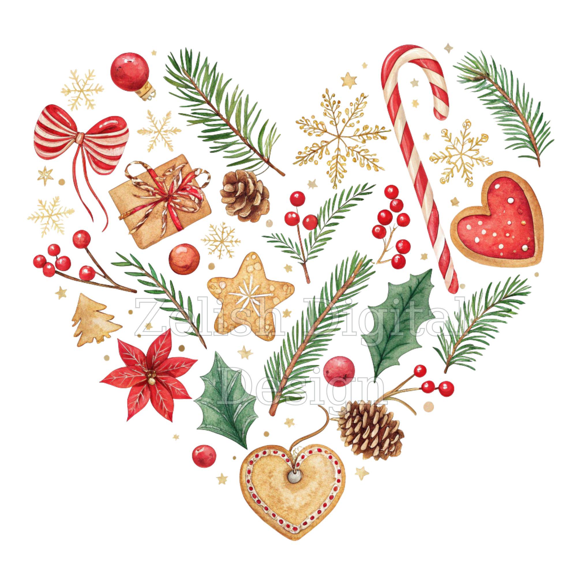 Christmas Hearts Clipart Bundle: Transparent Pngs for Festive Crafts ...