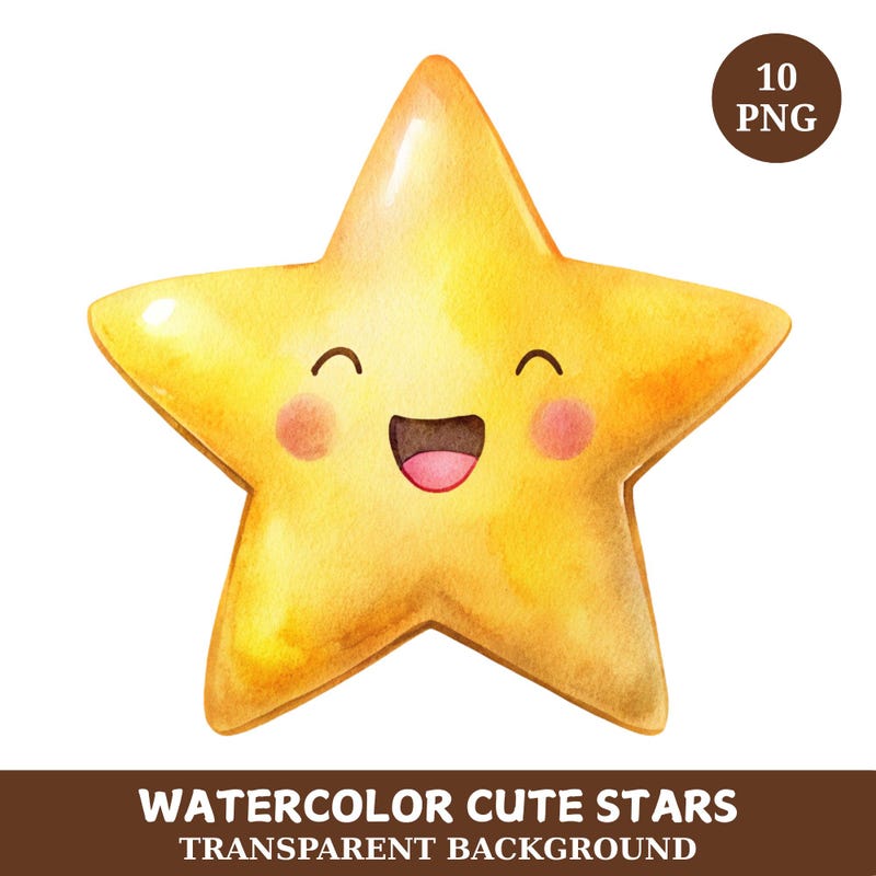 Watercolor Cute Stars - Etsy