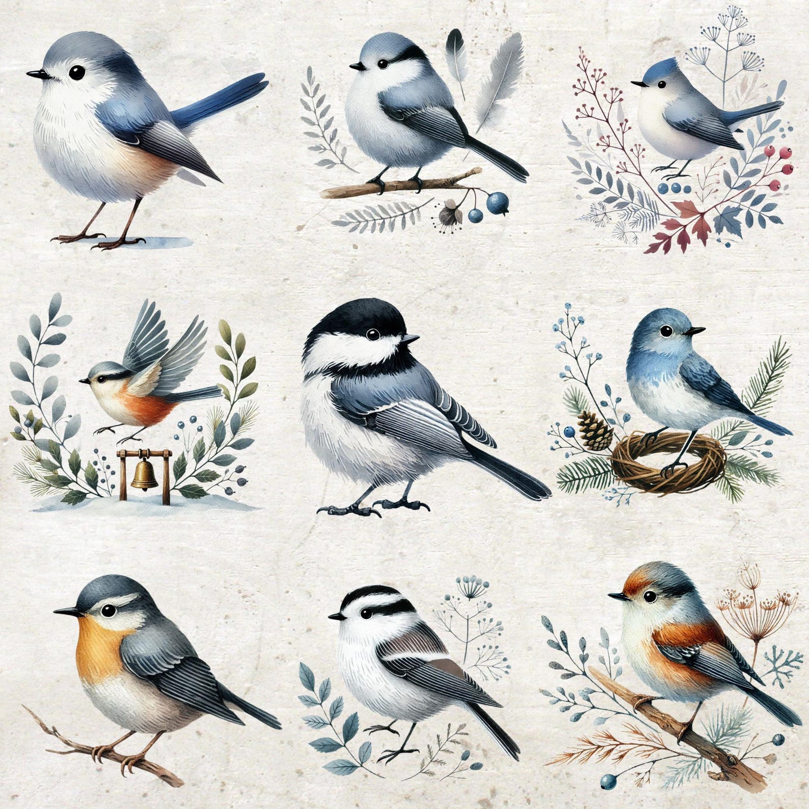 Scandinavian Birds Clipart, 22 Transparent Png, Floral Bird, Printable ...