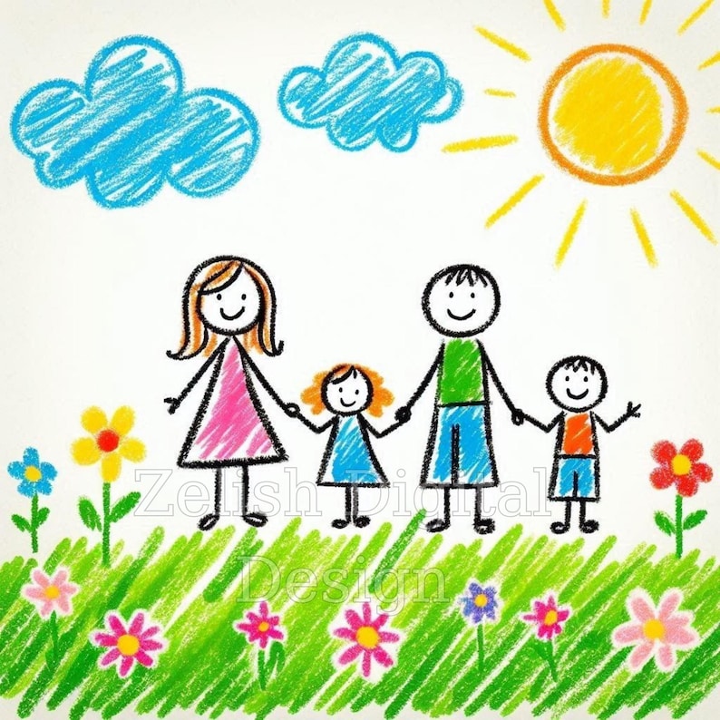 Happy Family Clipart Bundle: Pastel Crayon Style (digital Download) - Etsy