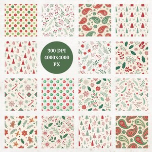 Christmas Digital Paper Set, 25 Png, Holiday Backgrounds for Crafting ...