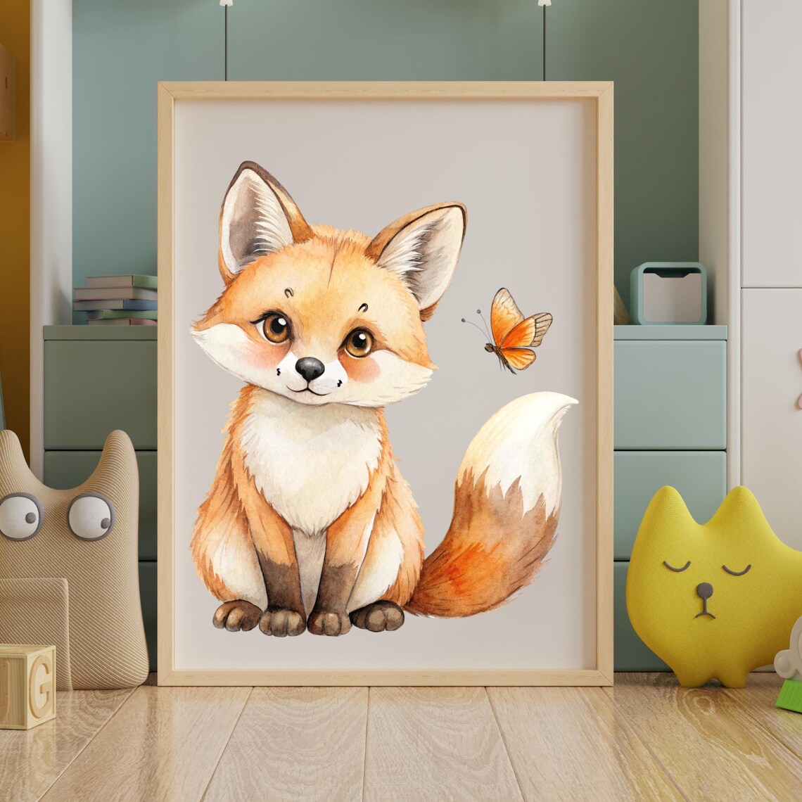 Fox and Butterfly Watercolor Clipart Bundle: Baby Animal Illustrations ...