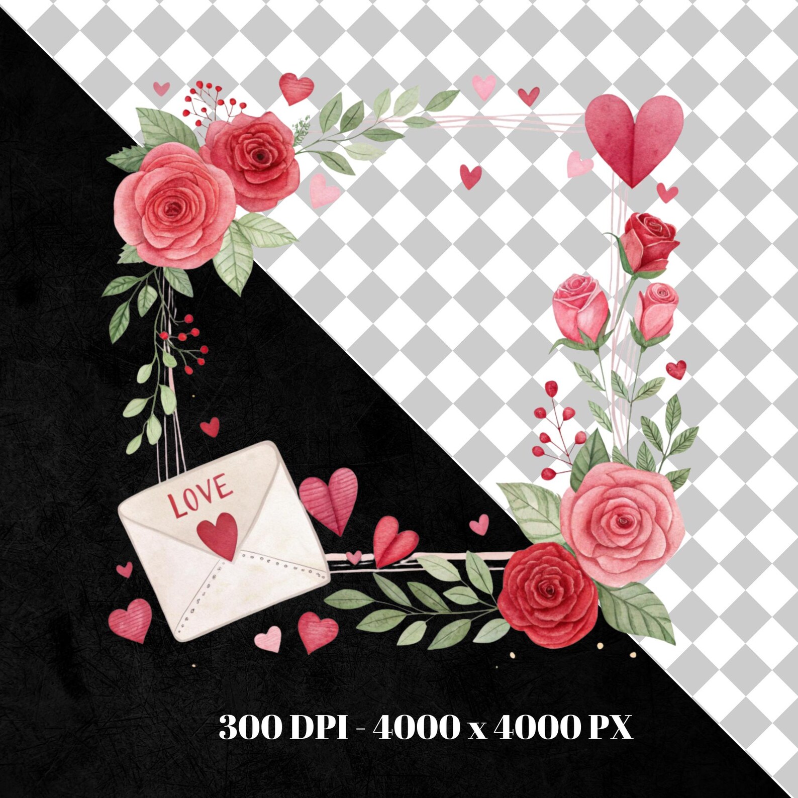 Valentine's Day Frame Clipart, 14 Transparent Png, Heart Floral Frame ...