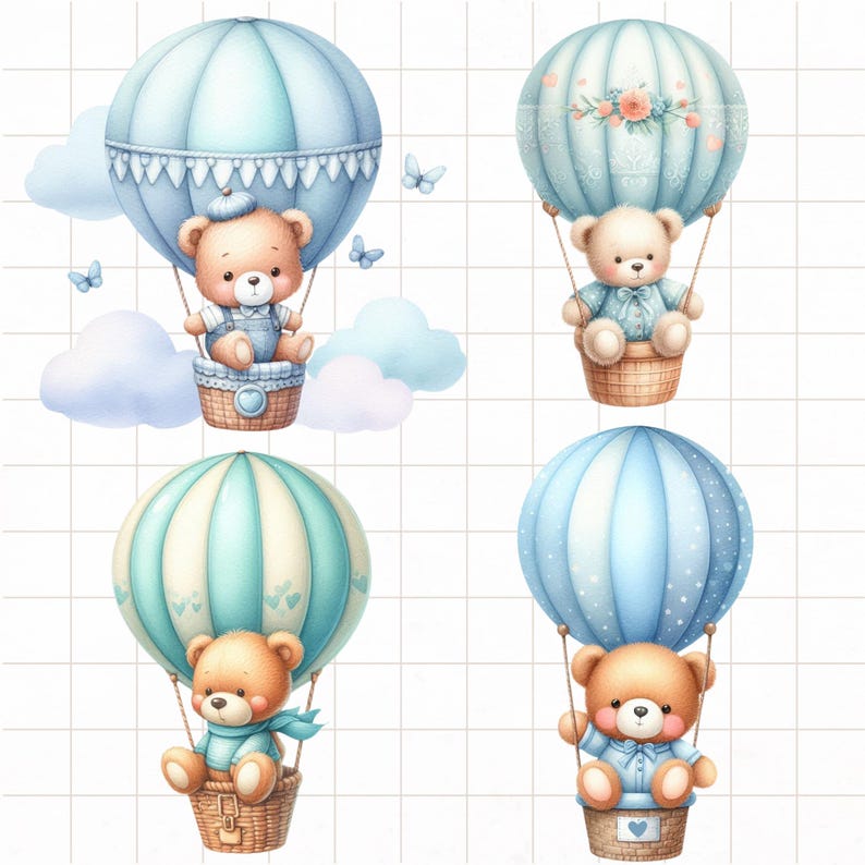 Blue Teddy Bear Cliparts, Watercolor Tedyy Bear Baby Shower Png, Baby ...