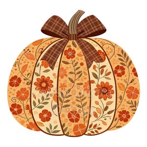 Rustic Floral Pumpkin Clipart Bundle: Vintage Fall PNG, Digital ...