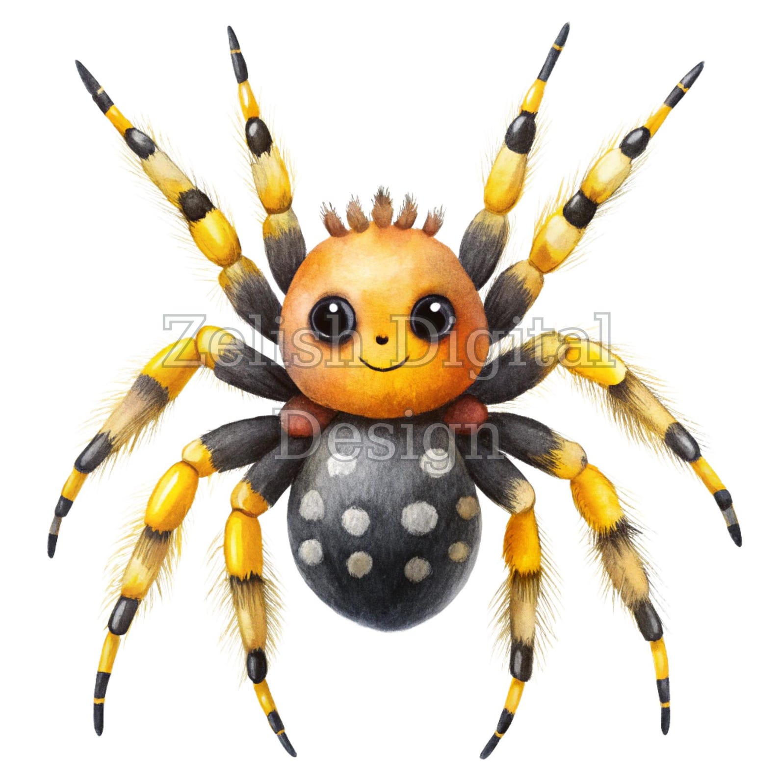 Cute Spider Clipart Bundle, 10 Transparent Png, Adorable Spider ...