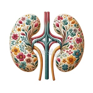 Floral Kidney Clipart Bundle: Medical Nurse Art (PNG) - Etsy