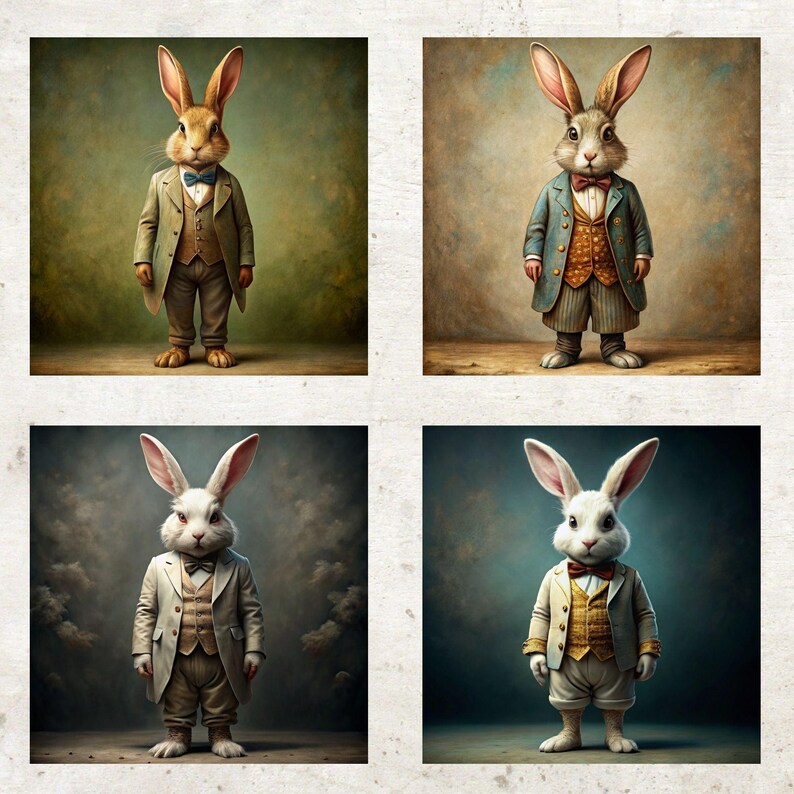 Victorian Bunny Clipart Bundle: 16 Vintage Rabbit Jpgs (digital ...