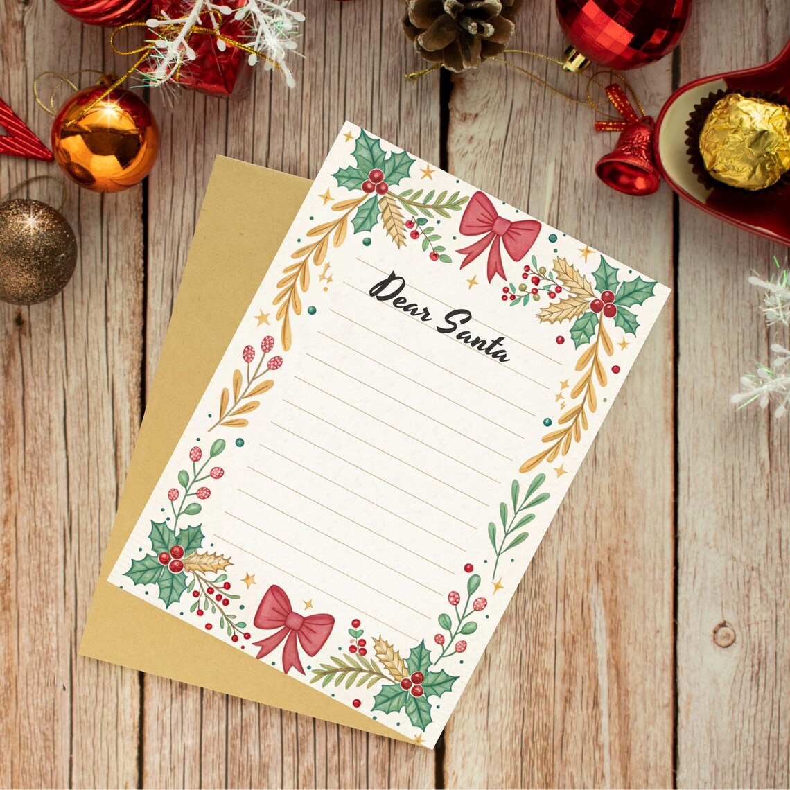 Printable Christmas Letter Templates, Christmas Letter Paper, 10 Letter ...