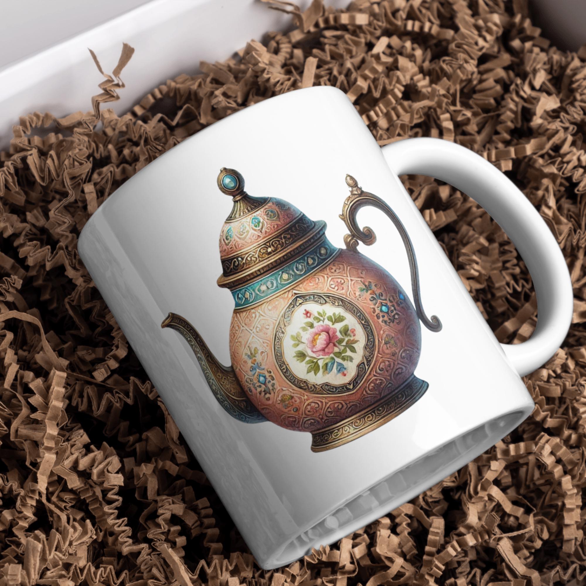 Vintage Floral Teapot Clipart, 30 Transparent Png, Printable Watercolor ...