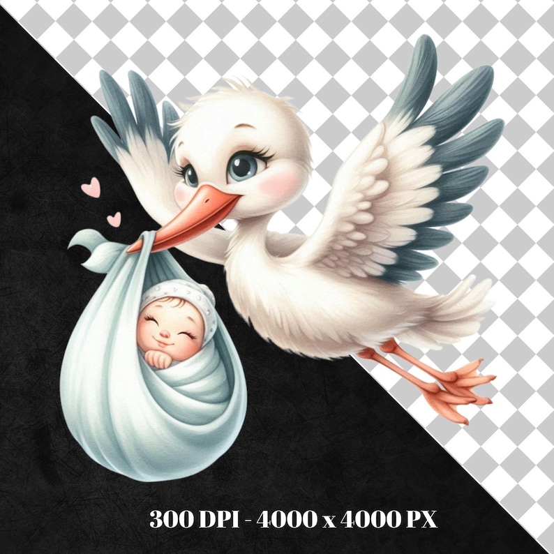 Watercolor Stork Baby Clipart Bundle: Nursery Art (digital Download) - Etsy