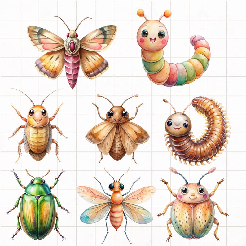 Watercolor Insects Clipart Bundle, Bug Graphics (digital Download) - Etsy