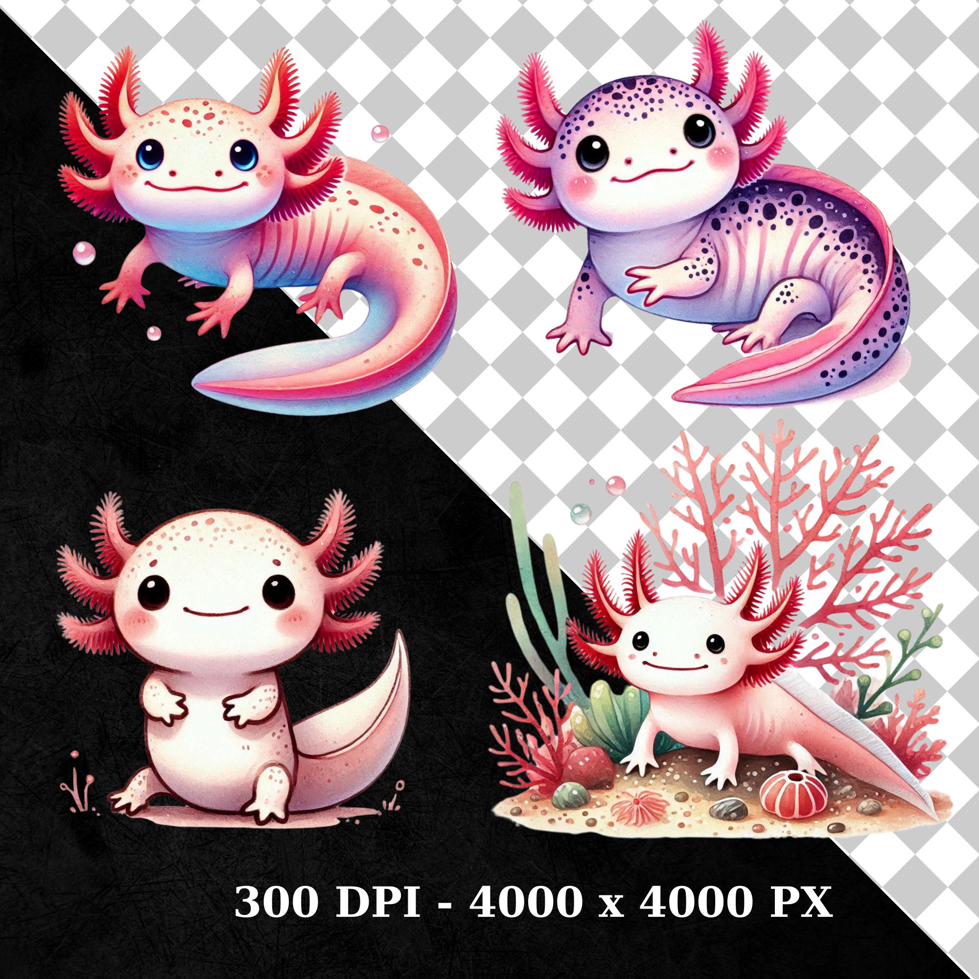 Cute Axolotl Clipart Bundle, Axolotl Illustrations, 20 Transparent Png ...